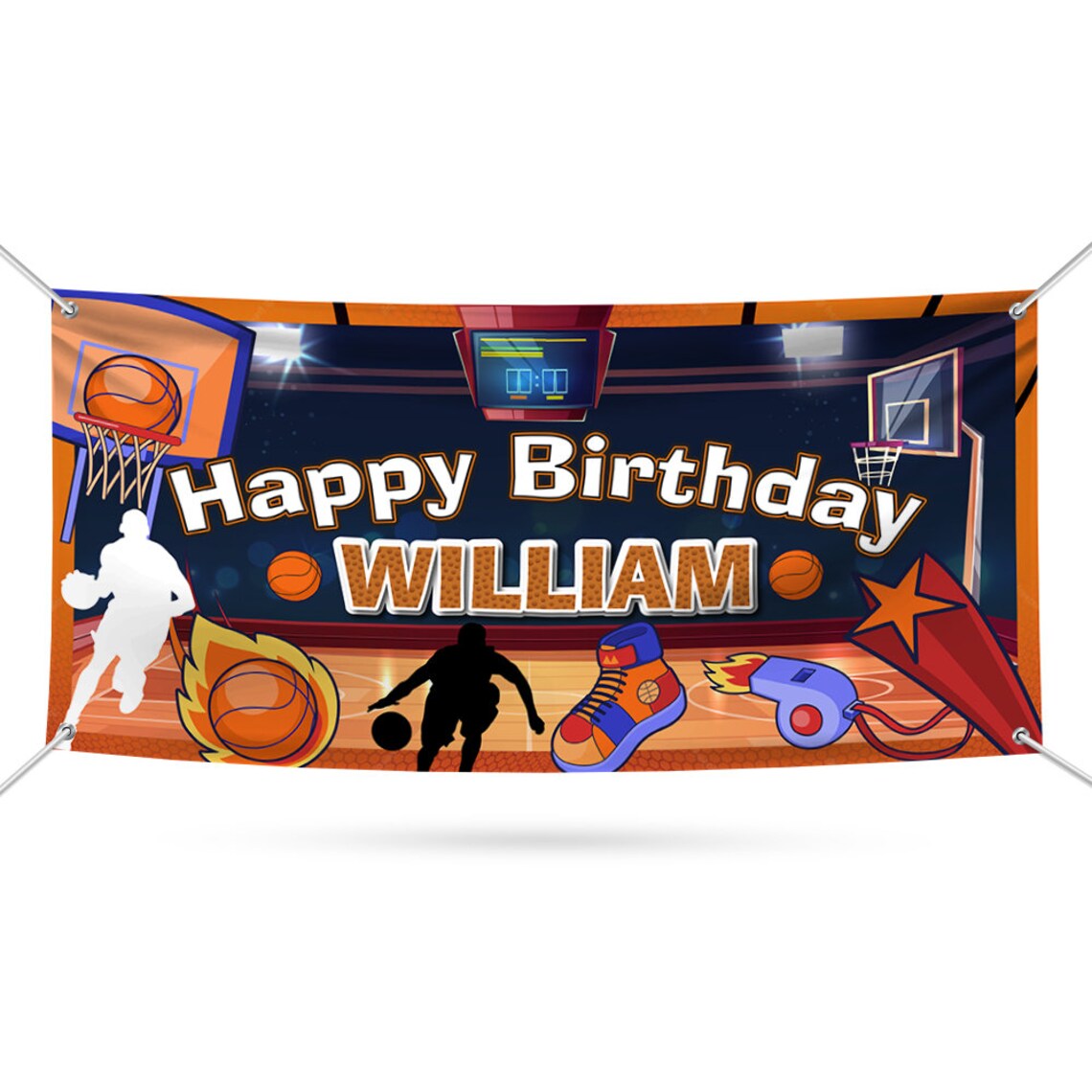 Custom Basketball Happy Birthday Banner Decoration 13 Oz - Etsy