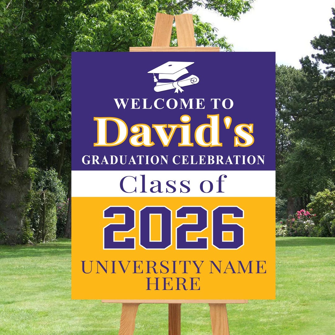 Personalized Graduation Welcome Sign, Custom Class of 2026 Party Sign ...