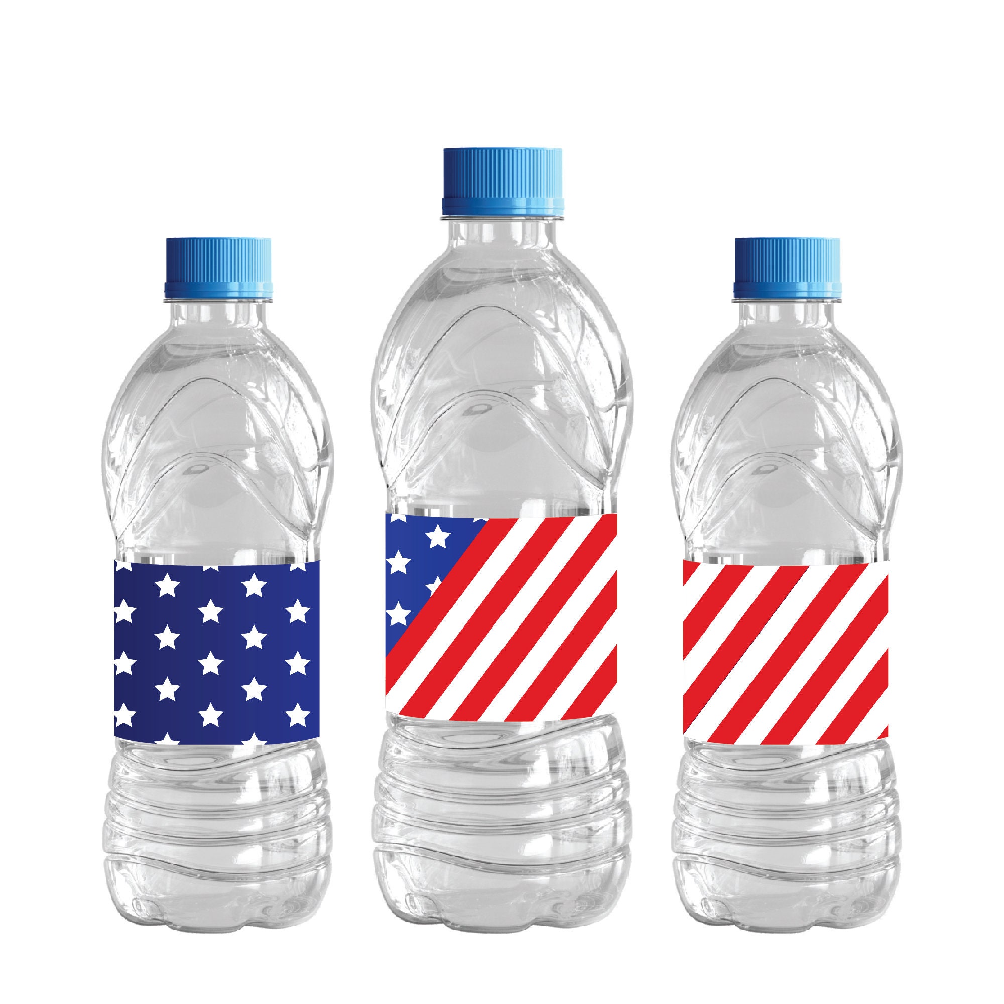 25 Pcs USA Flag Water Bottle Labels, American Flag Water Bottle Wraps ...