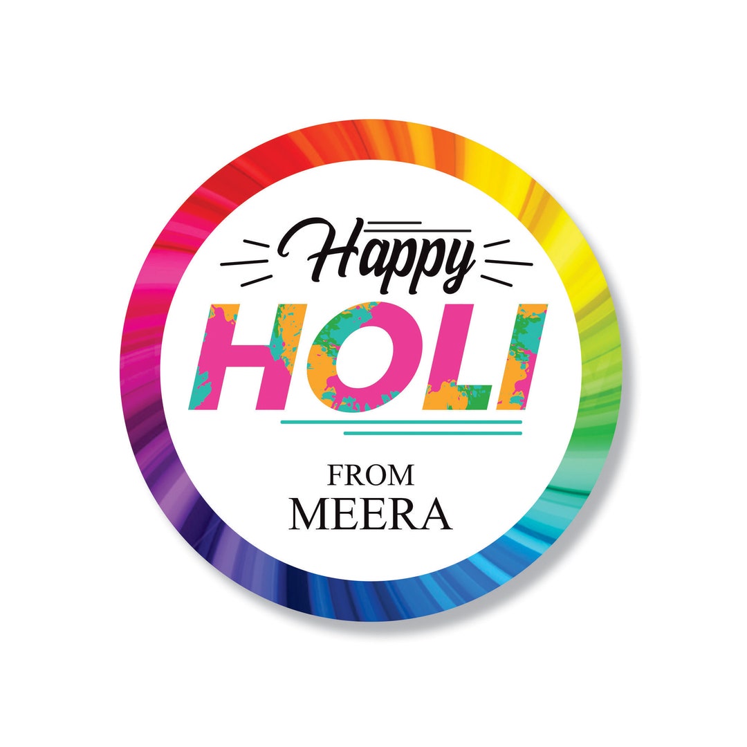 Personalized Happy Holi Stickers, Custom Hindu Spring Stickers, Happy ...