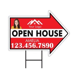 Custom Open House Arrow Yard Sign 18" X 24", 2 Sided Add Your Text ...