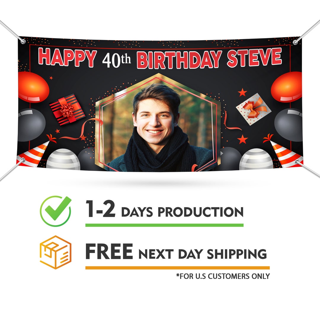 Happy Birthday Banner Sign Personalized - 13 Oz Custom Happy Birthday ...