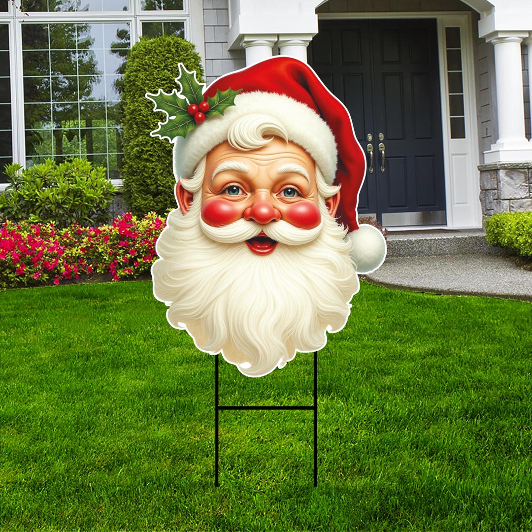 Christmas Yard Sign Christmas Retro Santa Lawn Sign, Holiday, Winter ...