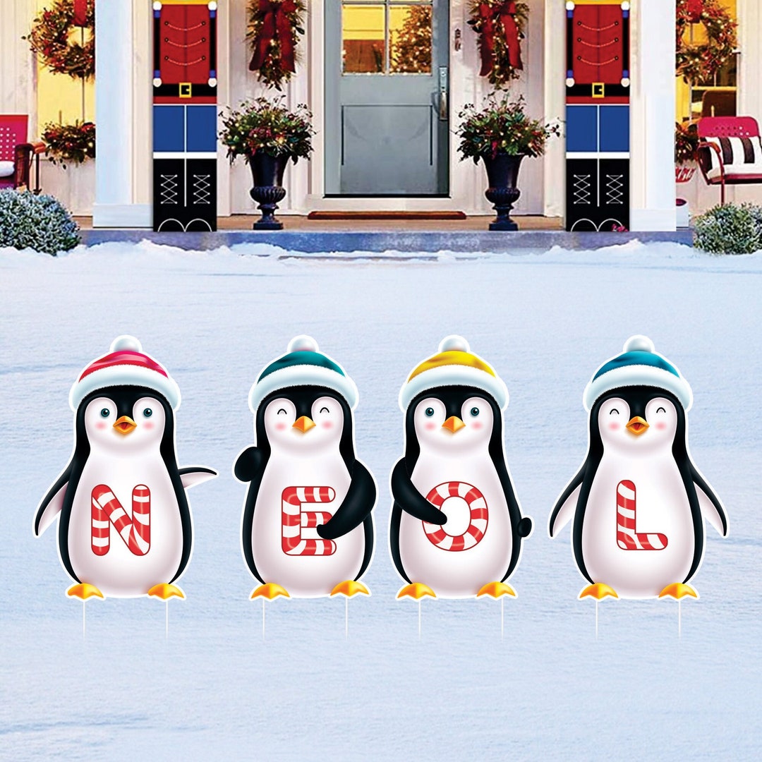 Penguin Noel Christmas Yard Signs Stakes Decorations, Christmas Holiday ...