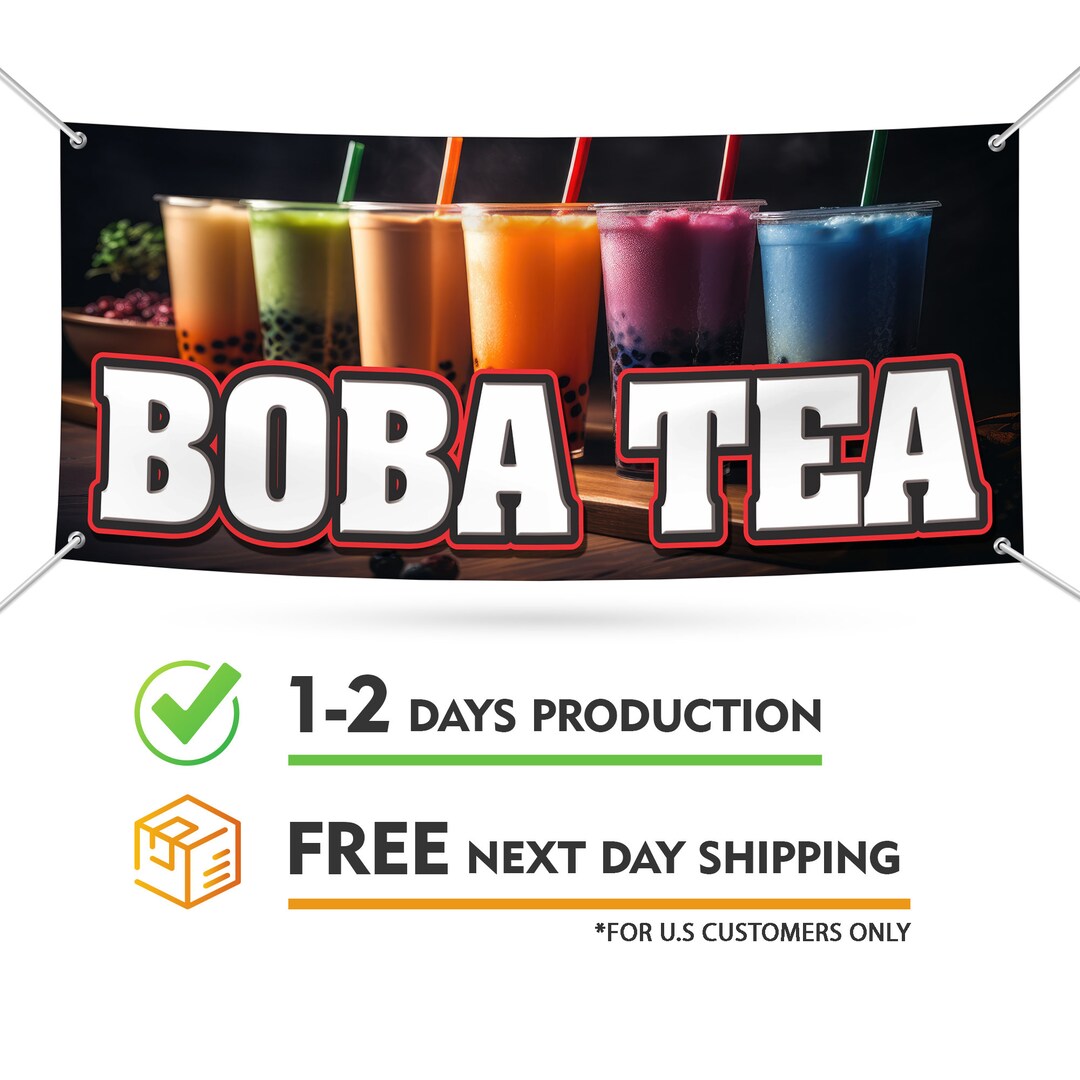 Boba Tea Banner Sign - 13 Oz Heavy Duty Waterproof Boba Tea Vinyl ...