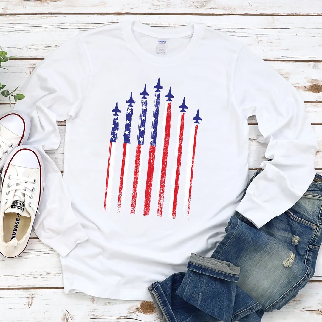 4th of July Independence Day Long Sleeve T-shirt, USA Flag 4th July ...