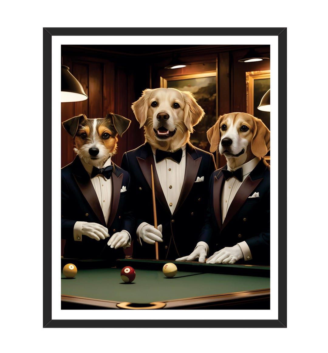 Custom Billiard Player Pet Portrait, Personalized Dog or Cat Painting ...