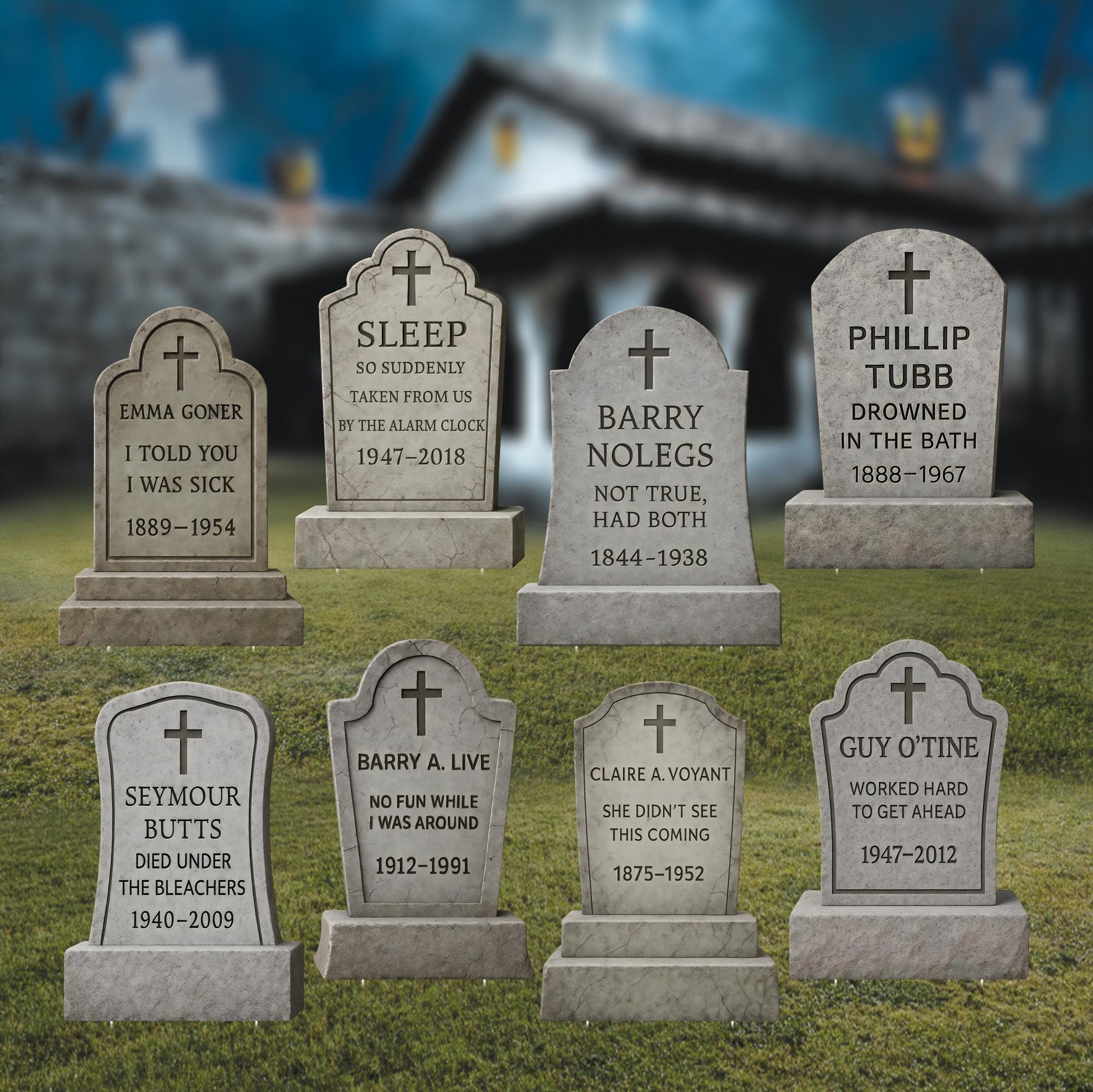 Vintage Halloween Tombstone Yard Signs With Stakes, Scary Graveyard ...