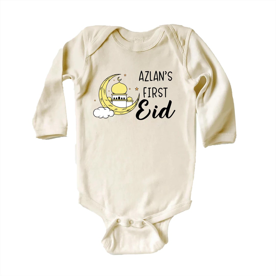 Custom My First Eid Baby Bodysuit, Personalized Baby Shirt, Toddler ...
