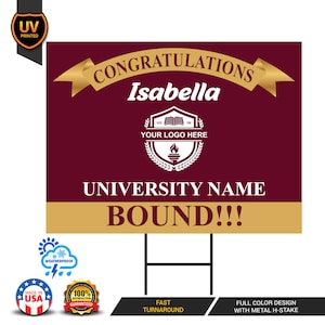 Personalized College Bound Yard Sign, College Logo Sign, Custom ...