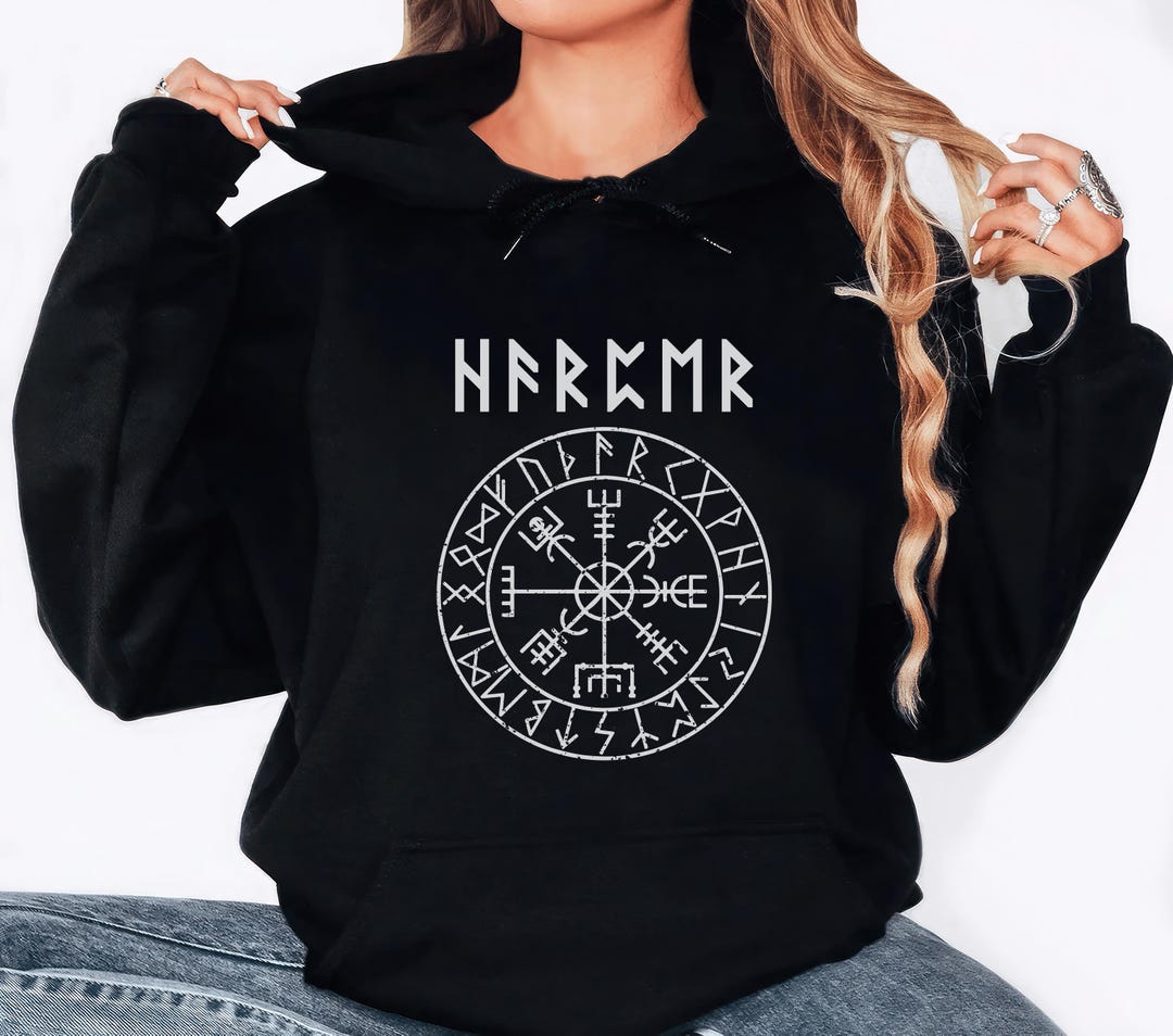 Personalized Viking Runes Hoodie, Custom Name Futhark Sweatshirt ...