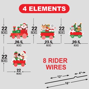 Christmas Train Yard Sign Cutouts, Xmas Tree Santa Gingerbread Snowman ...