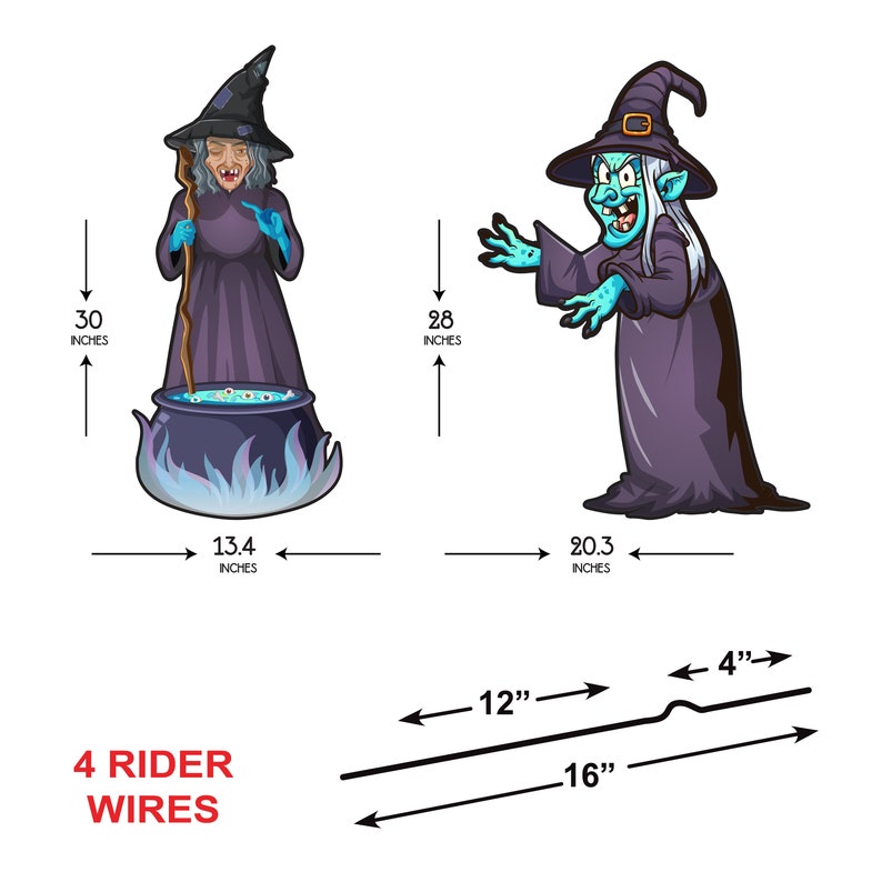 Halloween Yard Sign Cutouts Scary Witches With Cauldron - Etsy