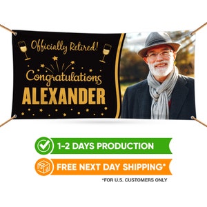 Retirement Personalized Banner Sign With Photo - 13 Oz Waterproof ...