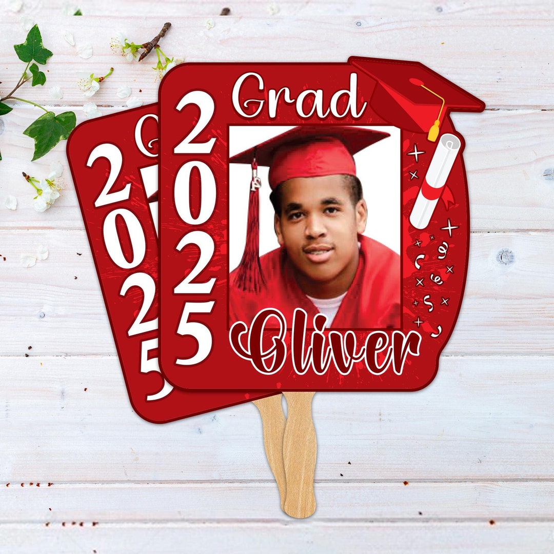 Custom Face Fans With Wooden Handle, Graduation Head, Grad Face Fans ...
