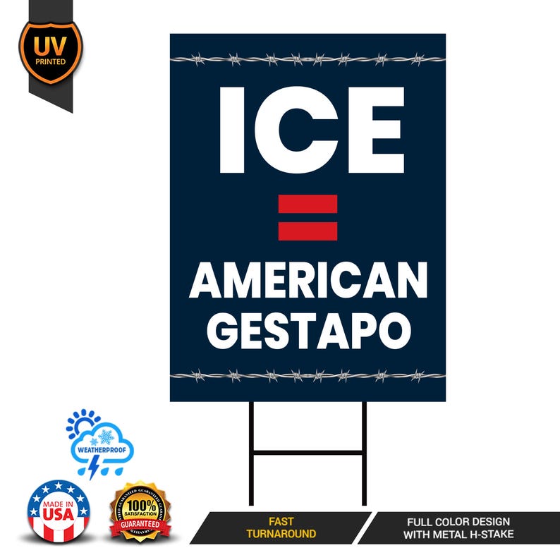 ICE Equals American Gestapo Yard Sign, Resist Hate Lawn Sign, Anti ...