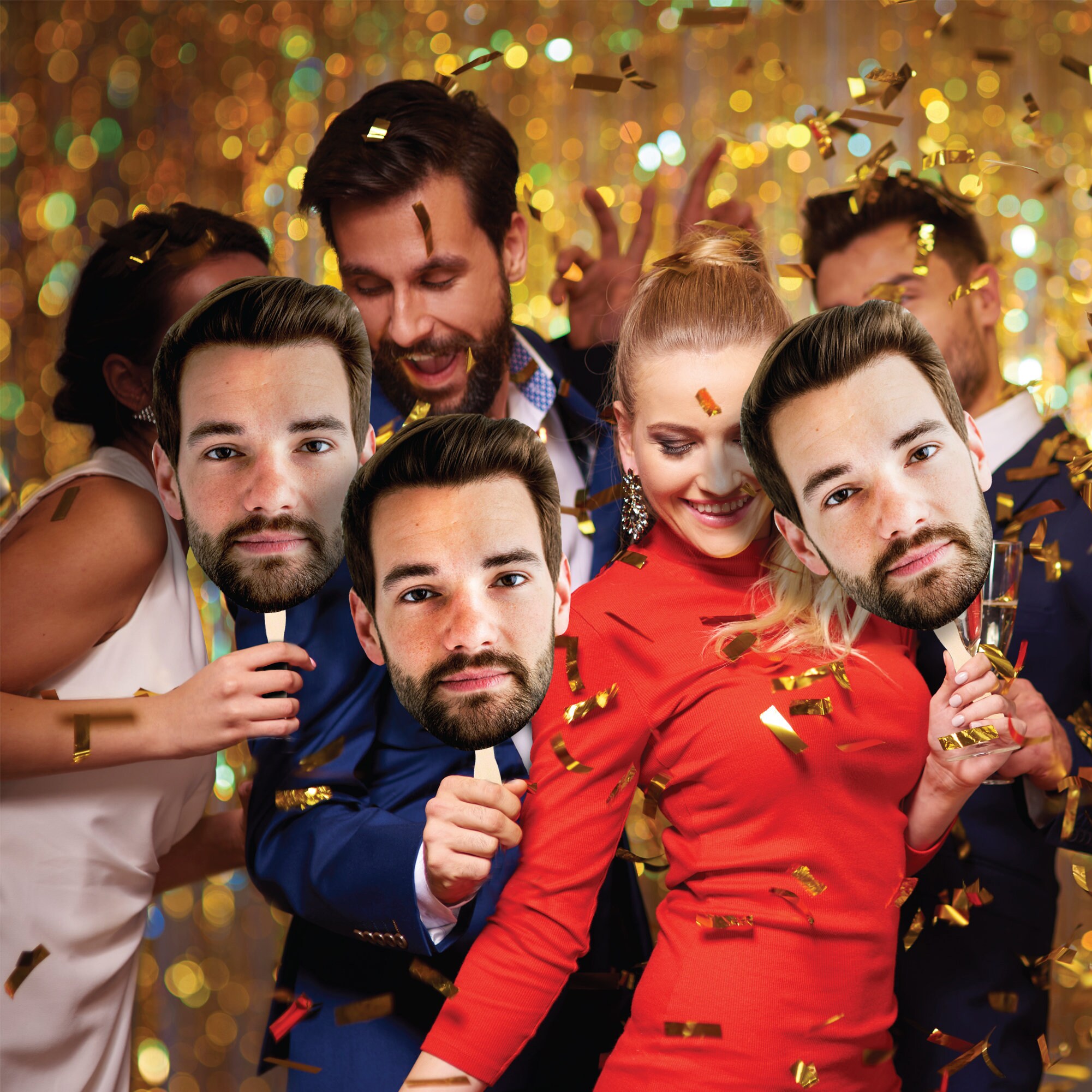 Custom Face Fans With Wooden Handle Wedding Heads Graduation - Etsy UK