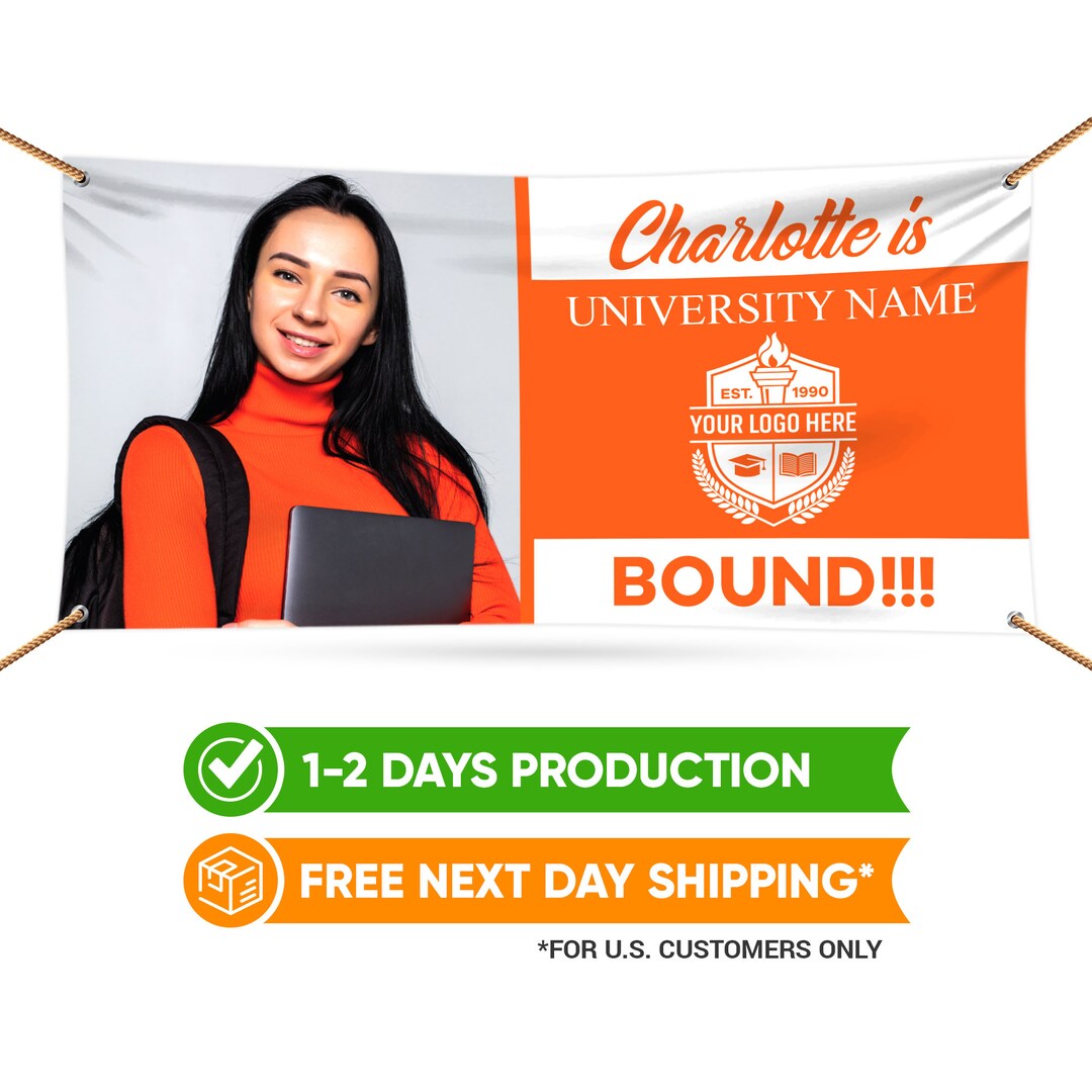 Personalized College Bound Banner Sign With Photo 13 Oz Custom Logo ...