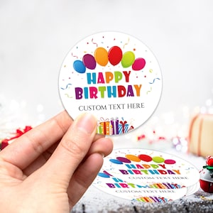 Personalized Happy Birthday Labels, Custom Birthday Stickers, Colorful ...