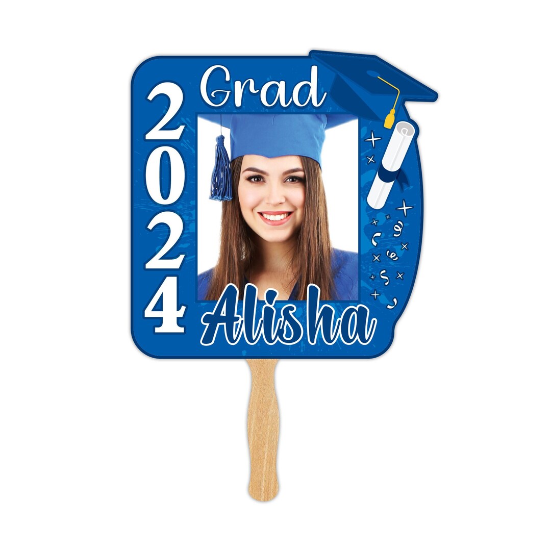 Custom Face Fans With Wooden Handle, Graduation Head, Grad Face Fans ...