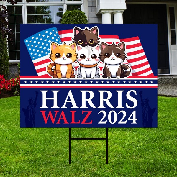Cats for Harris Walz Yard Sign - Etsy