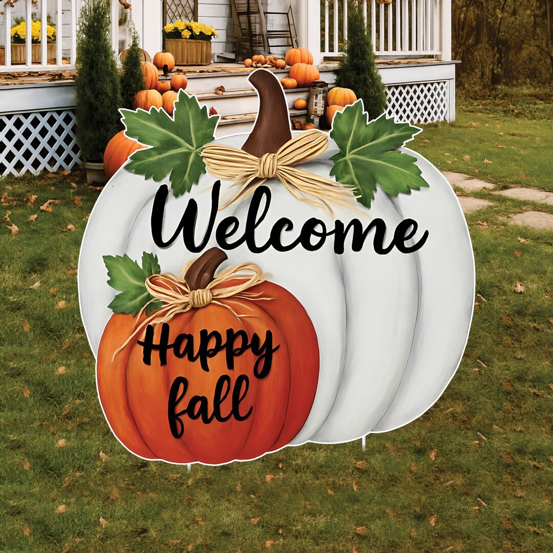 Stacked Pumpkin Fall Yard Signs, Outdoor Autumn Harvest Garden Stakes ...