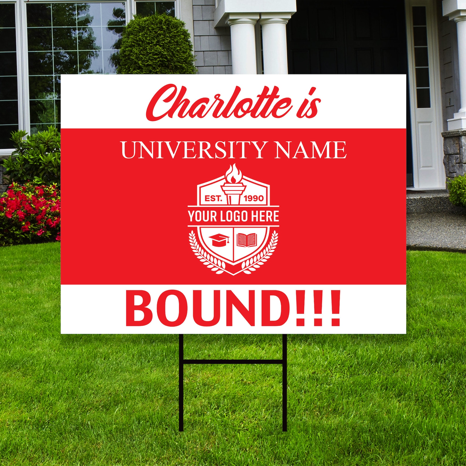 Personalized College Bound Yard Sign, College Logo Sign, Custom ...