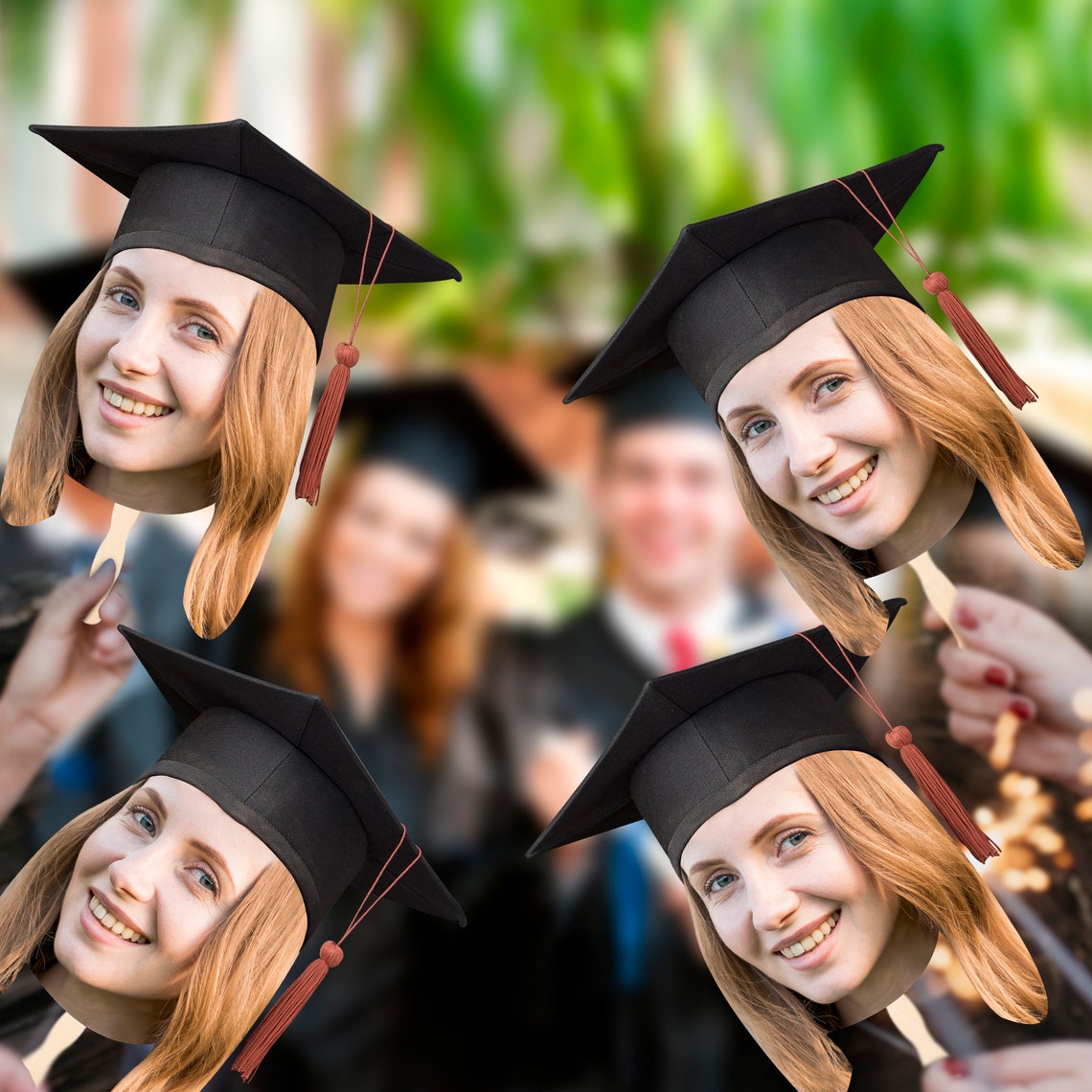 Custom Graduation Face Fans With Wooden Handle 2023 - Etsy