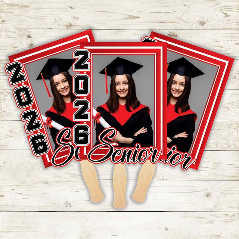 Custom Graduation 2026 Fans With Wooden Handle, Photo Fans, 2026 ...