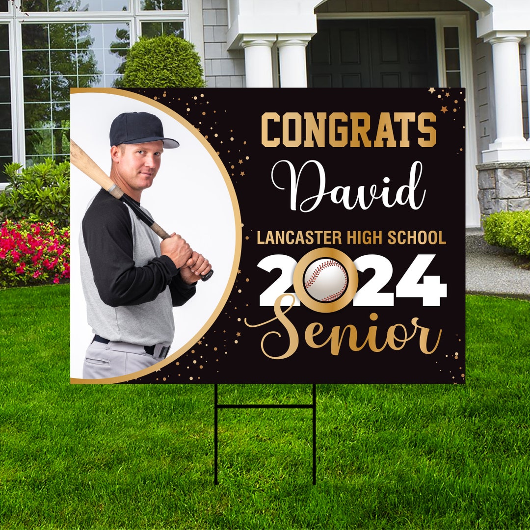 Personalized 2024 Senior Baseball Yard Sign With Photo, High School ...