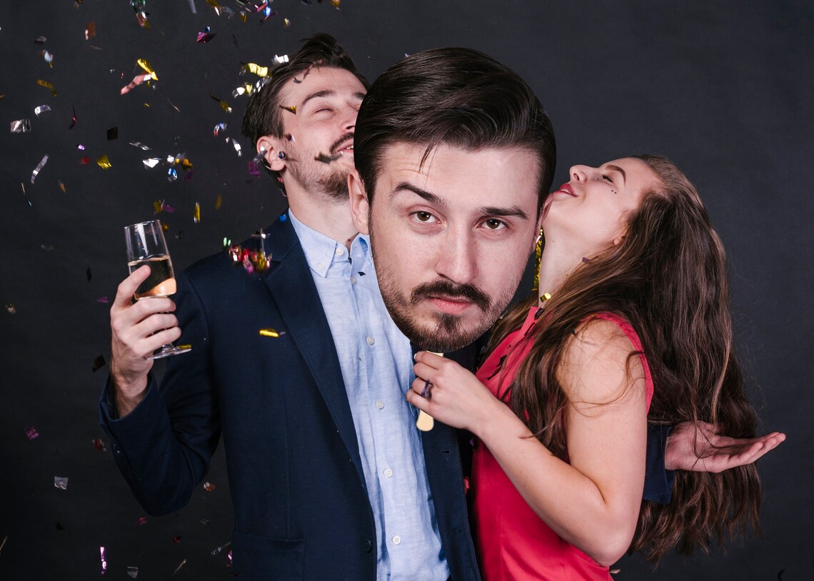 Custom Big Large Face Fans With Wooden Handle Wedding Heads - Etsy