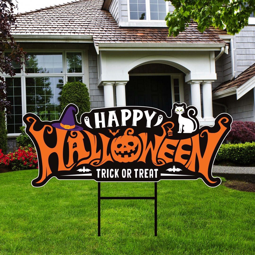 Halloween Yard Sign Decorations Outdoor Die Cut, Spooky Jack O Lantern ...