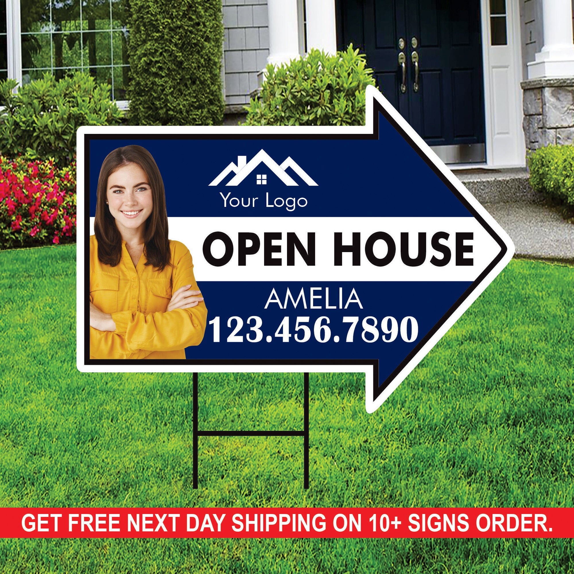 Custom Open House Arrow Yard Sign 18