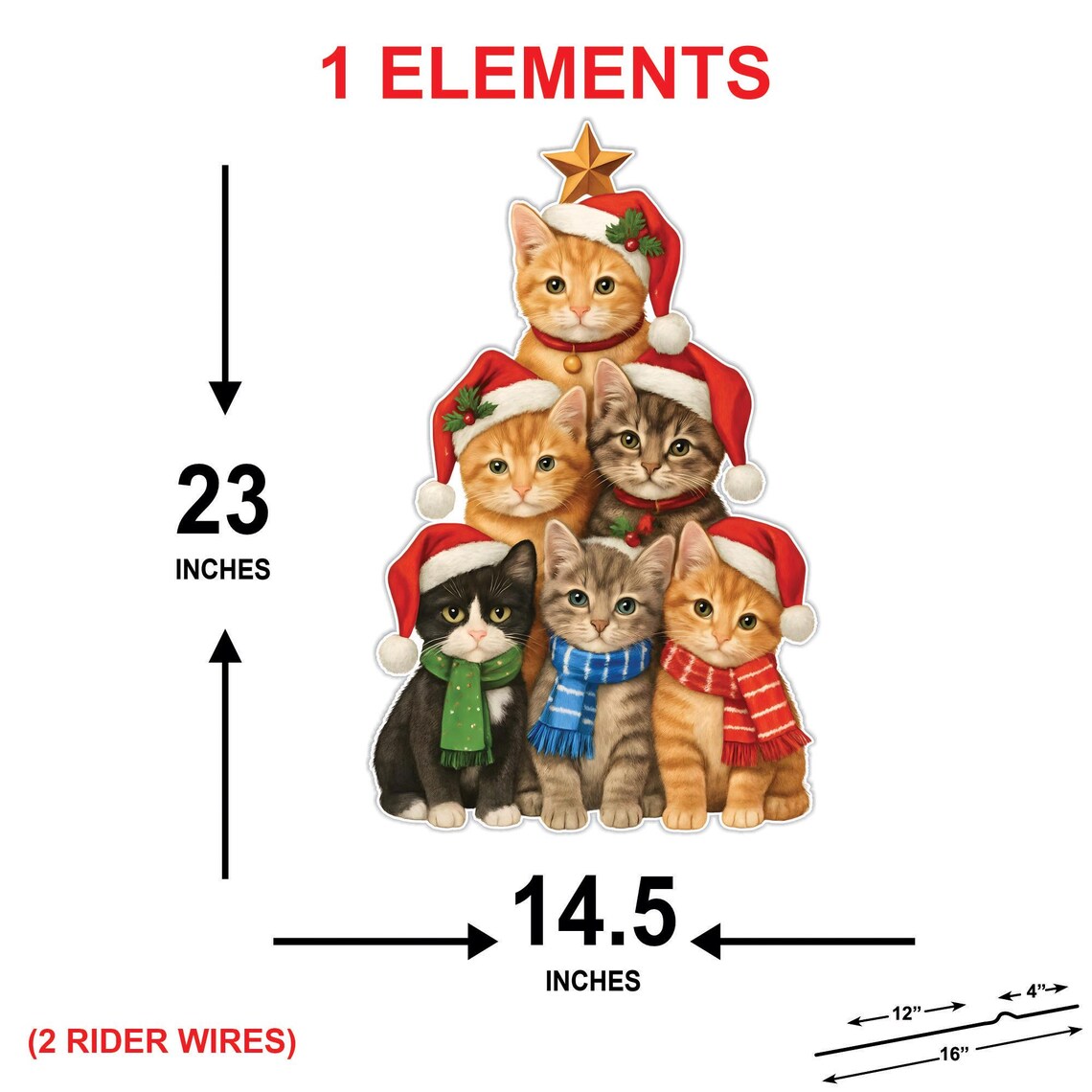 Cats Christmas Tree Yard Sign, Cat Outdoor Decorations With Stakes, Pet ...