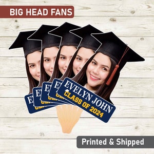 Custom Face Fans With Wooden Handle, Graduation Head, Grad Face Fans ...