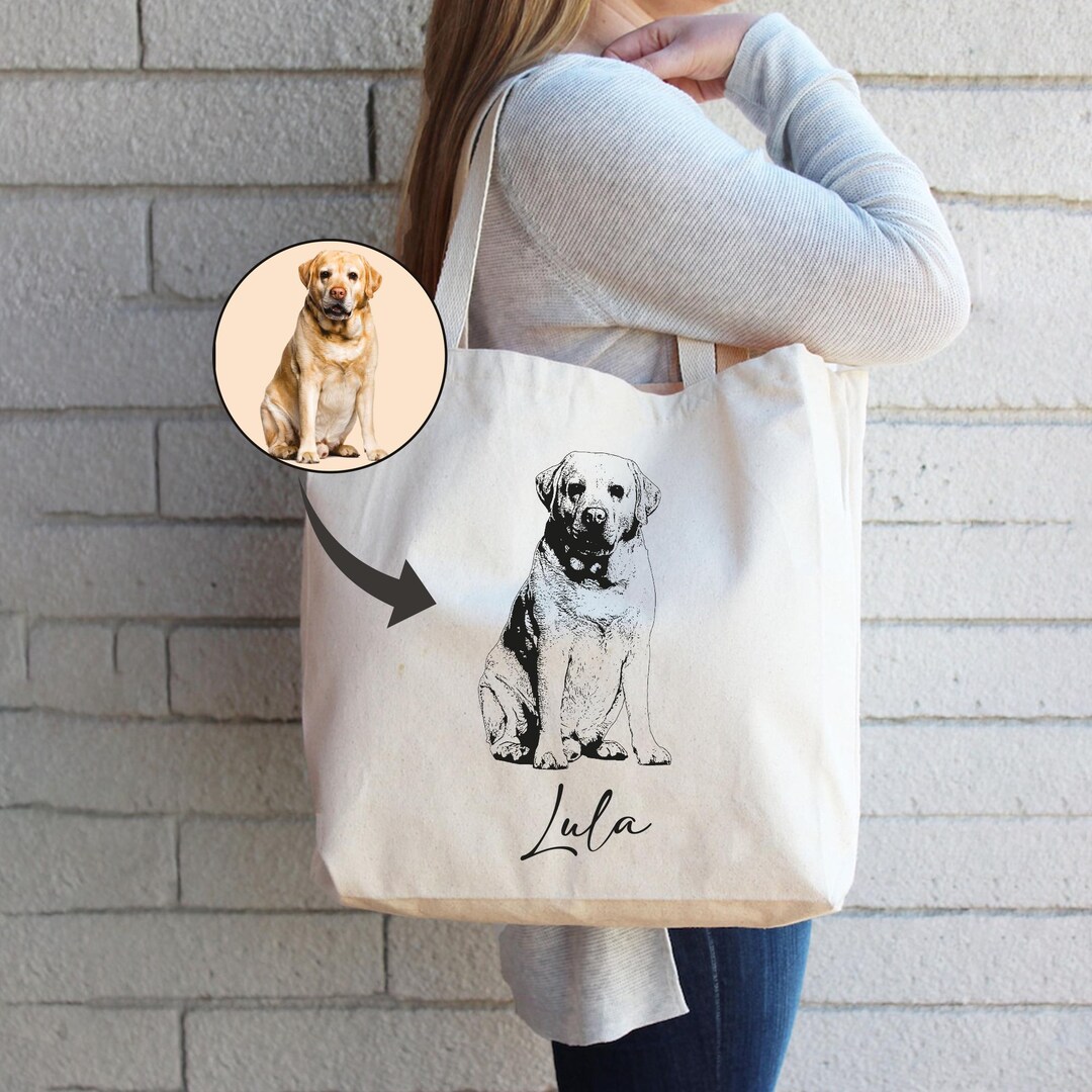 Personalized Pet Photo Tote Bag, Custom Dog Mom Tote Bag, Custom Pet ...