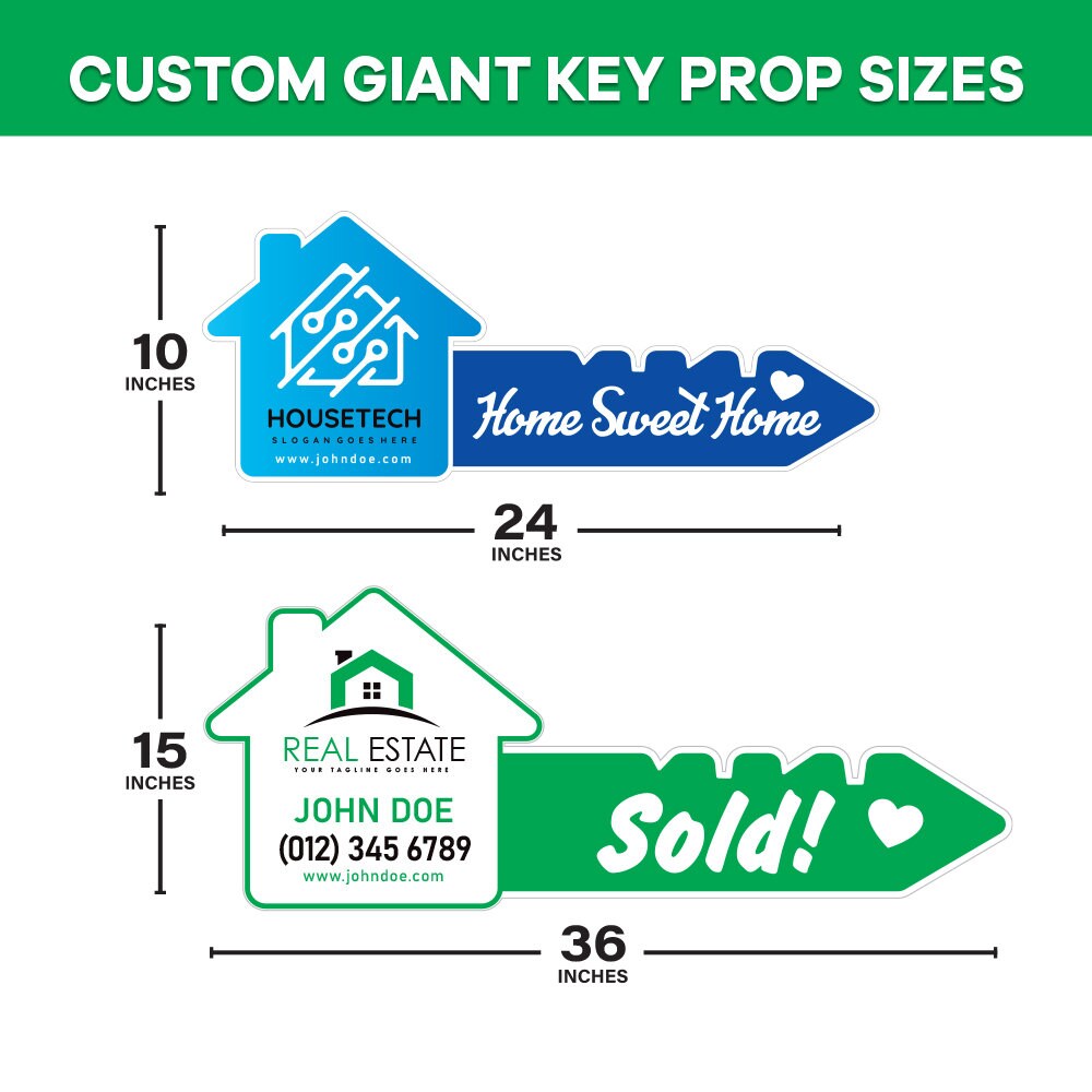 Personalized Real Estate Marketing Key Cutout Sign, Customized Realtor ...