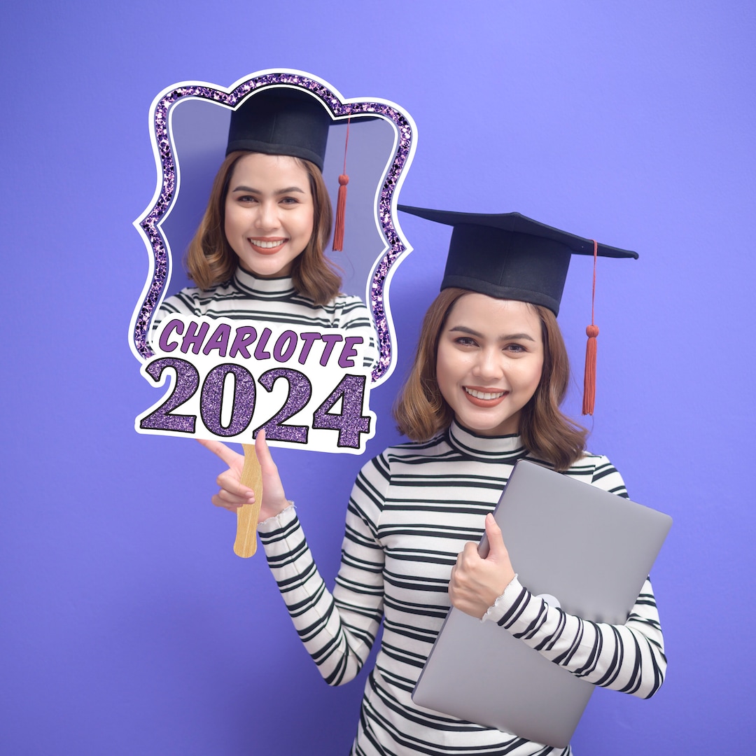Custom Face Fans With Wooden Handle, Graduation Head, Grad Face Fans ...