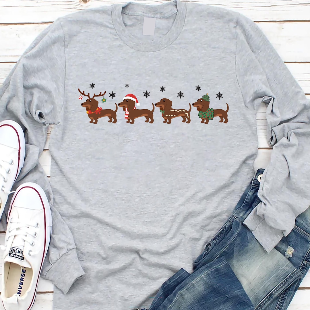 Dachshund Christmas Long Sleeve Shirt, Wiener Dog Holiday Shirt, Cute ...