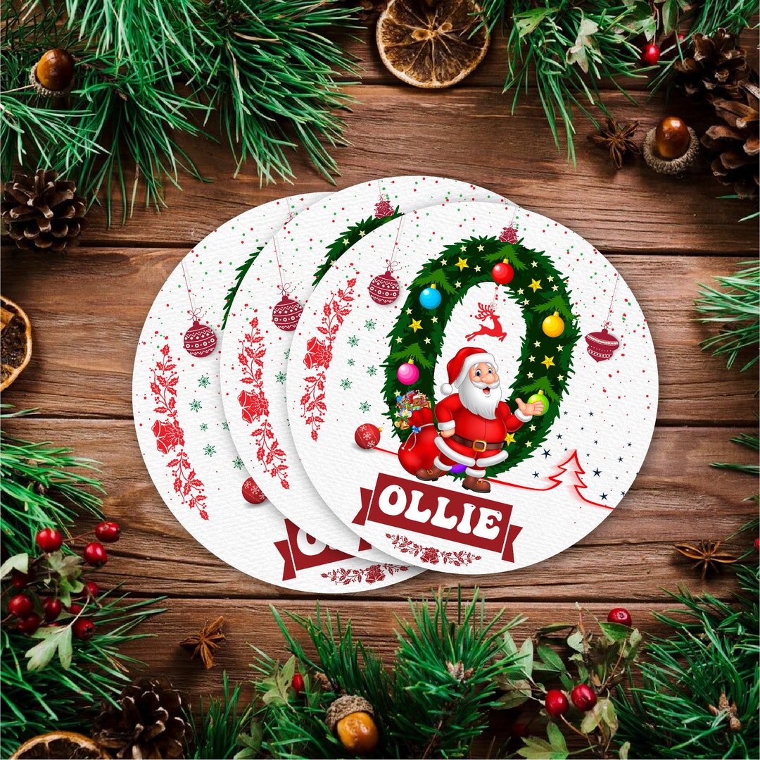 Personalized Christmas Stickers, Custom Xmas Tree Initial Stickers ...