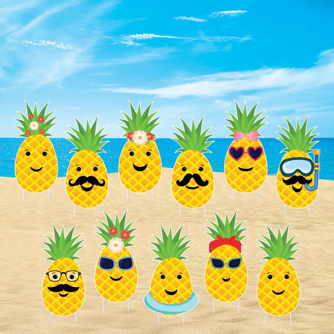 Tropical Pineapple Yard Sign Decorations - Coroplast Summer Party ...