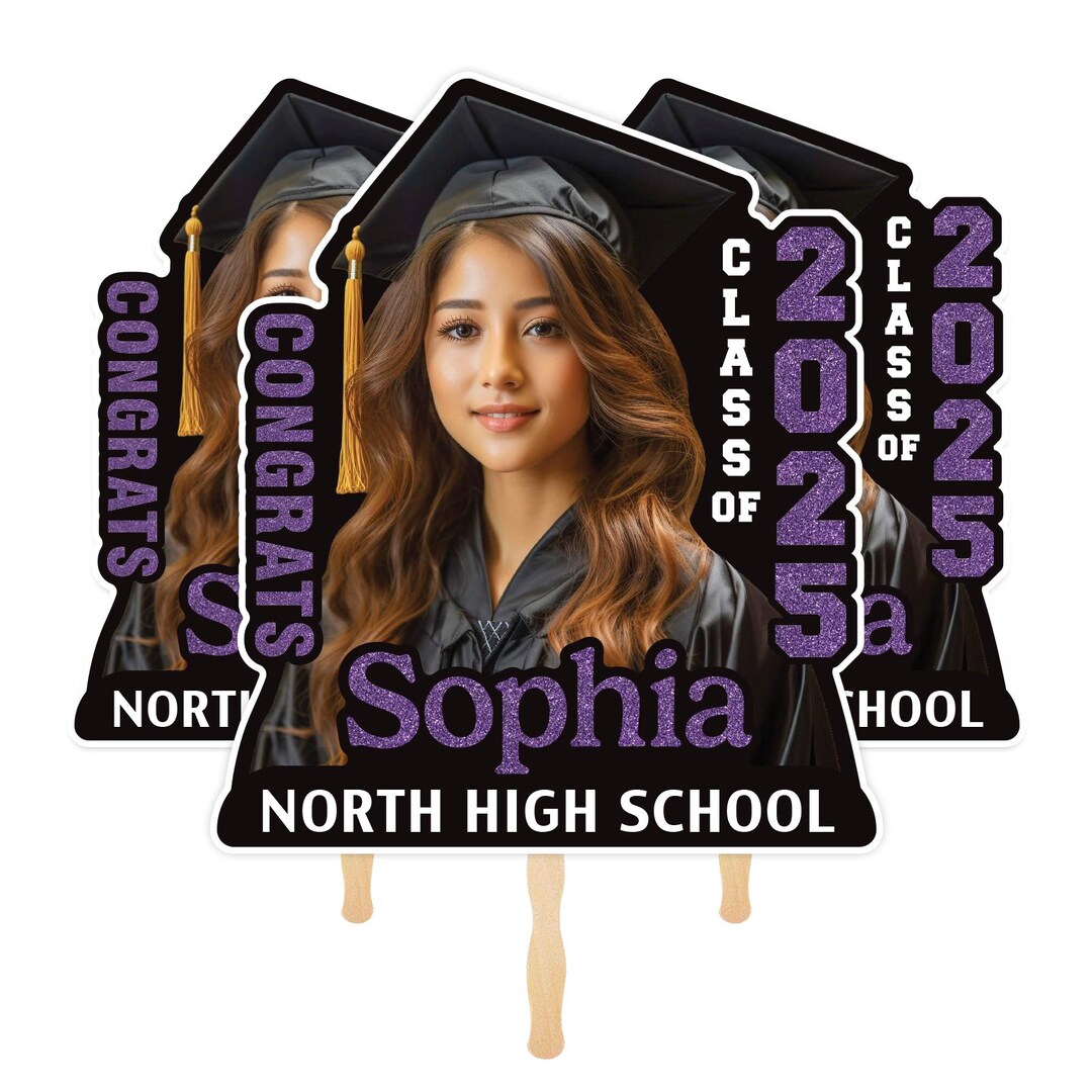 Custom Face Fans With Wooden Handle, Graduation Head, Grad Face Fans ...