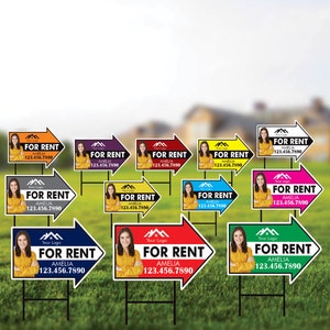 Custom for Rent Arrow Yard Sign 18" X 24", 2 Sided Add Your Text, Logo ...