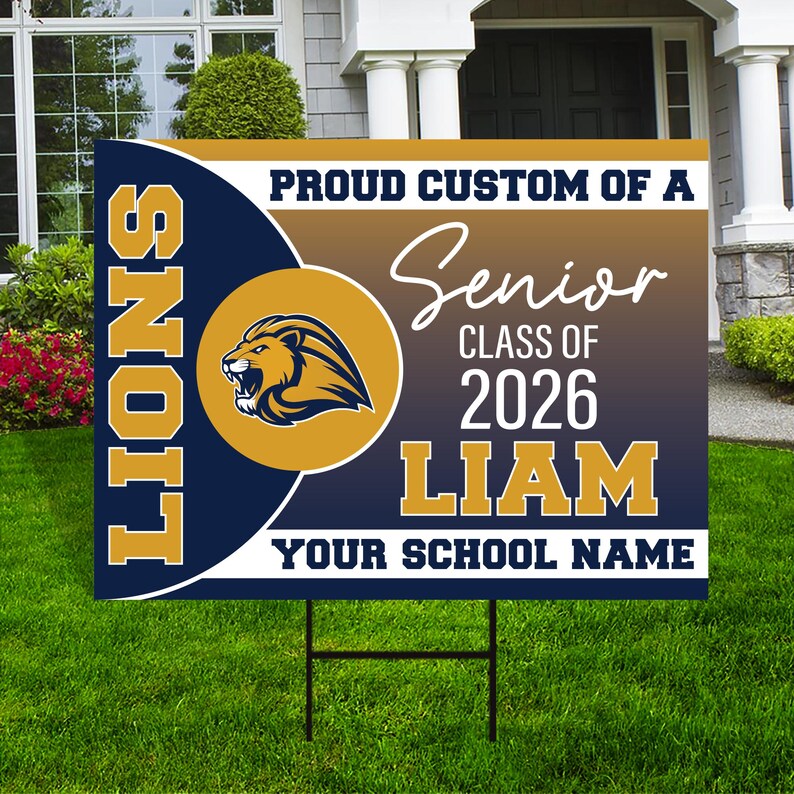 Personalized Senior Graduation Yard Sign 2026 With Mascot Grad Sign