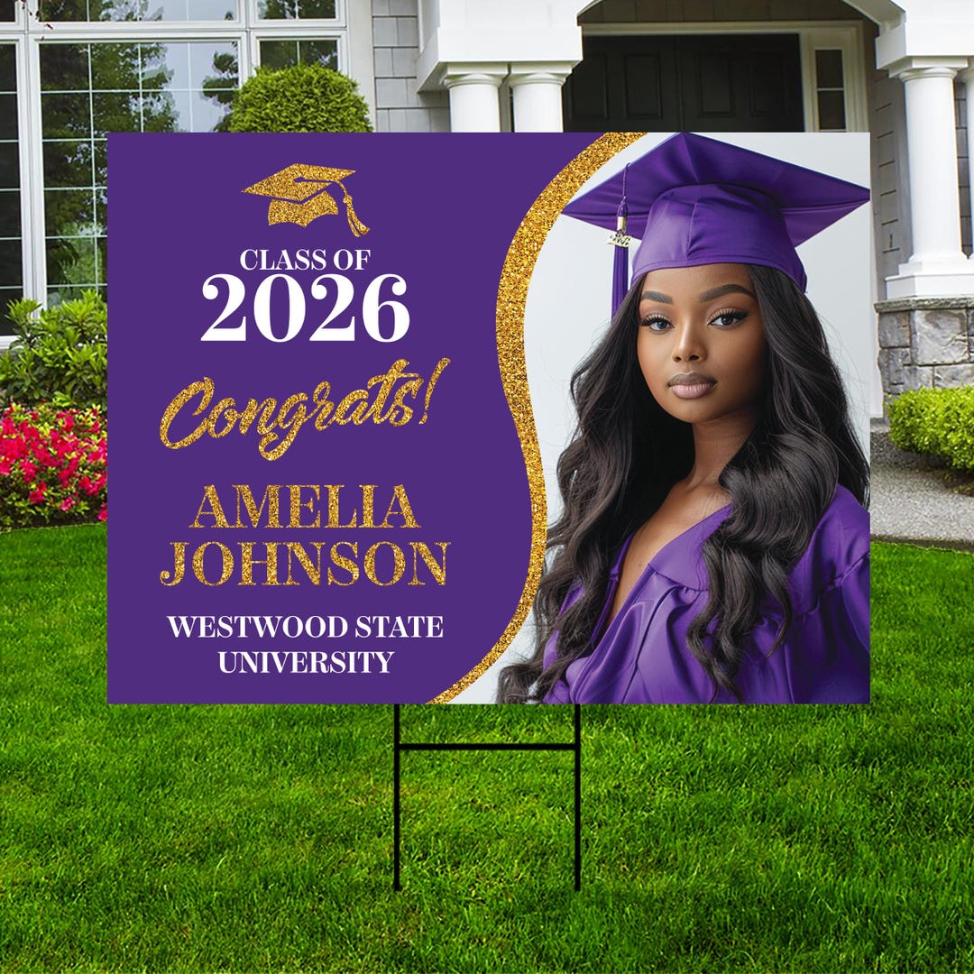 Personalized Graduation Yard Sign 2026 With Photo, Graduate Picture ...
