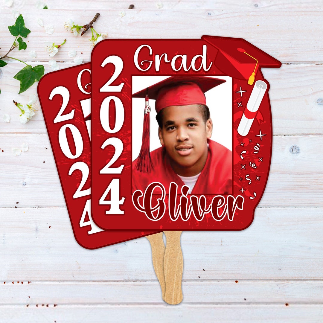 Custom Face Fans With Wooden Handle, Graduation Head, Grad Face Fans ...