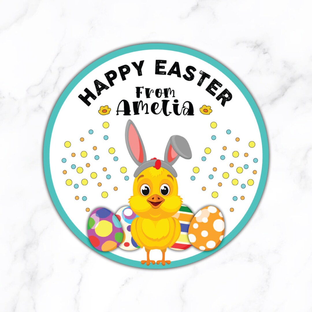 Personalized Easter Stickers, Custom Easter Chick Stickers, Kids Happy ...