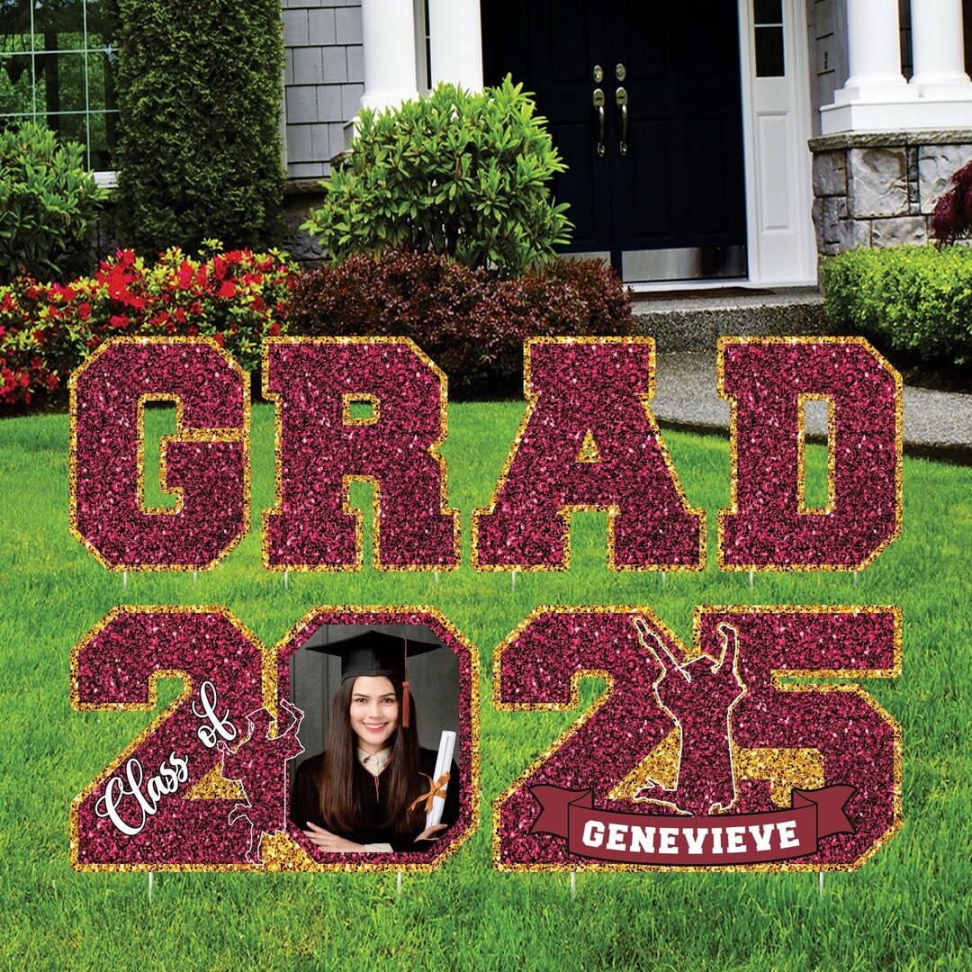 Personalized Graduation Yard Sign Letters, Custom Name Photo Graduation ...