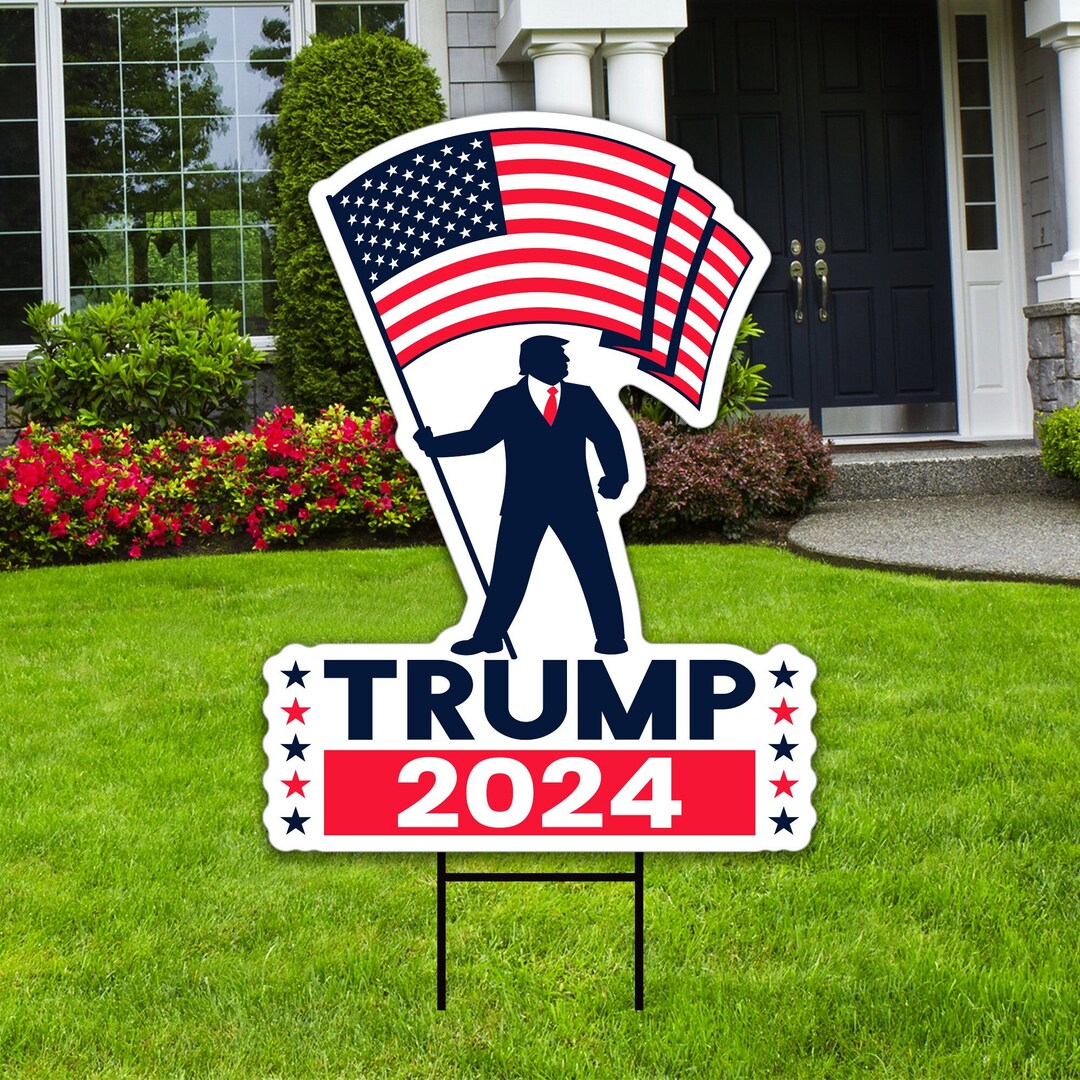 Trump 2024 Yard Sign Coroplast American Flag Donald Trump for President ...