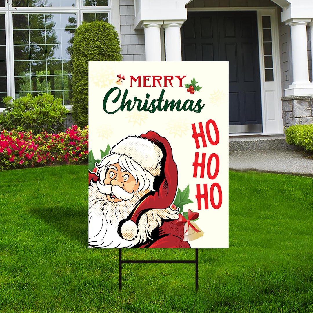 Merry Christmas Yard Sign, Christmas Santa Claus Winter Decoration ...